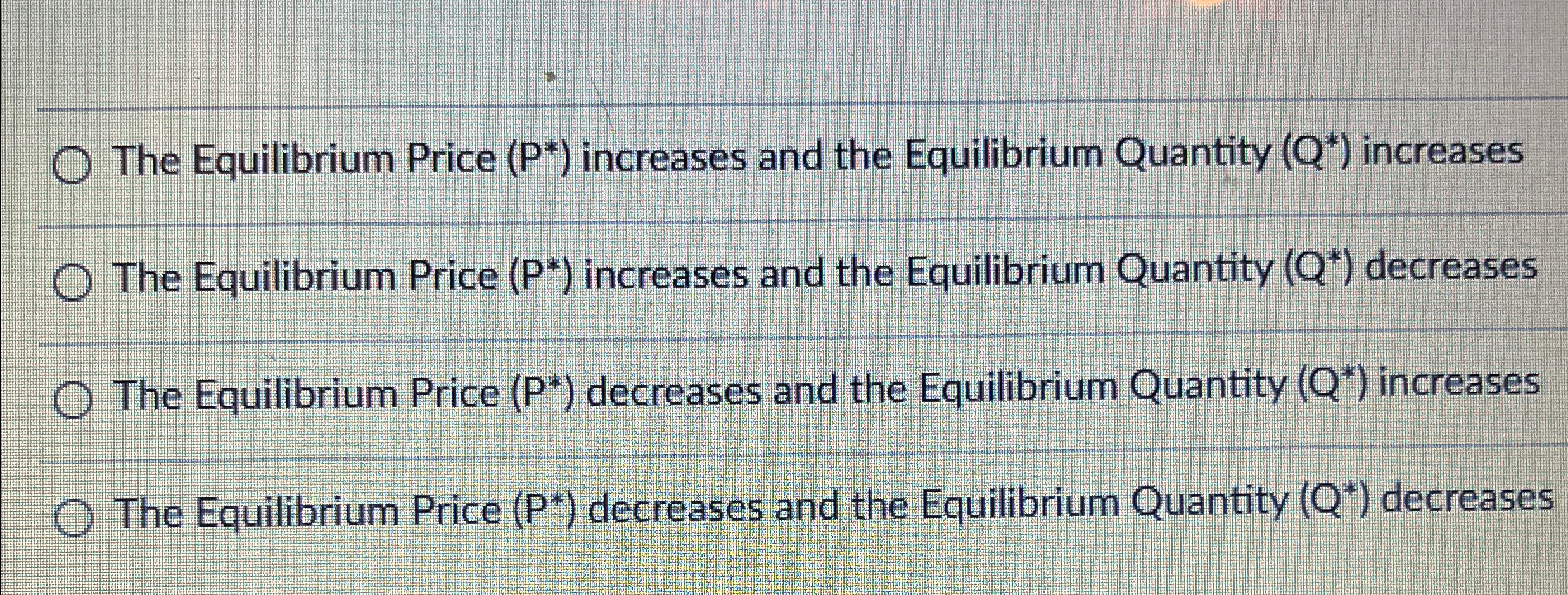 Solved The Equilibrium Price (P**) ﻿increases and the | Chegg.com