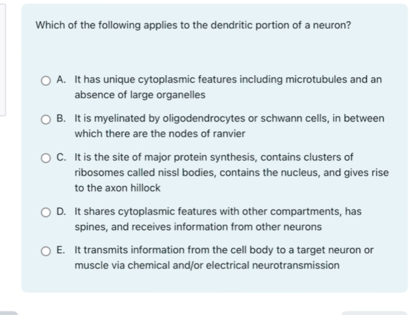 Solved Which of the following applies to the dendritic | Chegg.com