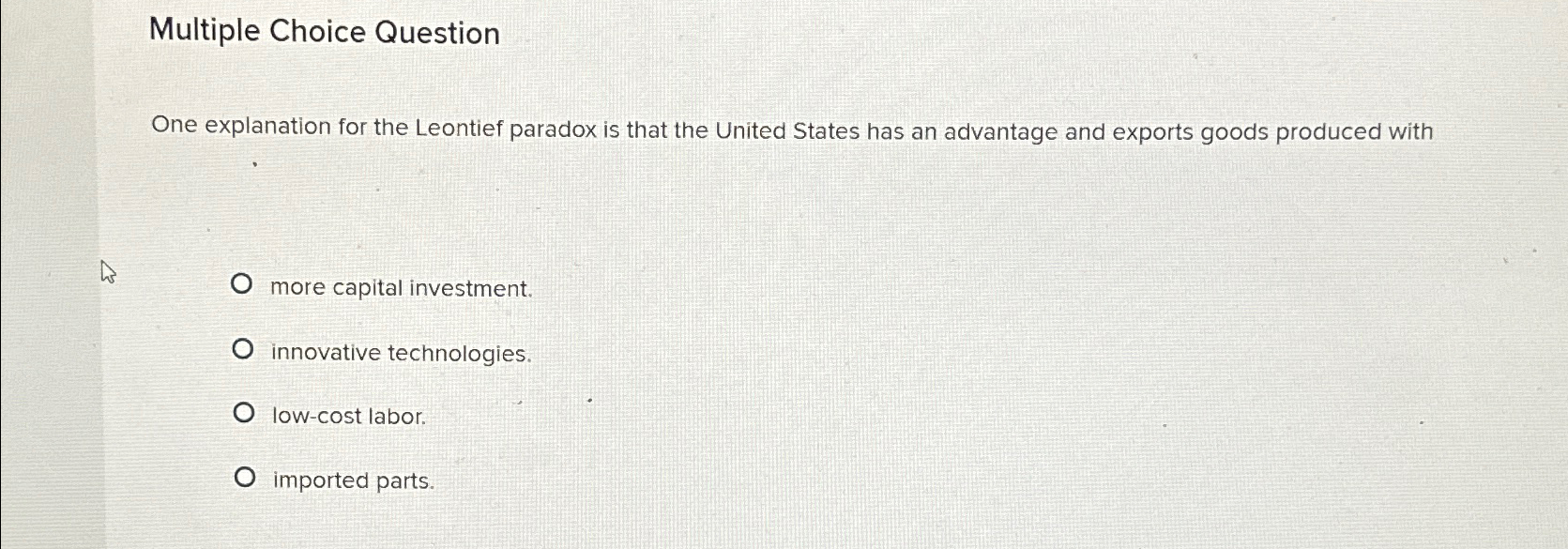 Solved Multiple Choice QuestionOne explanation for the | Chegg.com
