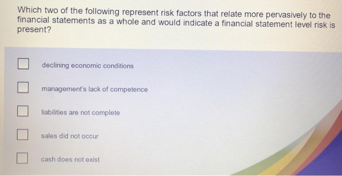 Solved Which two of the following represent risk factors | Chegg.com