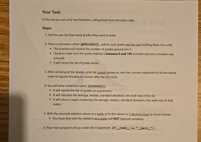 Solved Your Task:In this lab you will write two functions, | Chegg.com