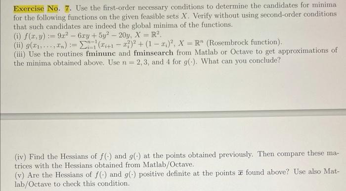 Exercise No. 7. Use the first-order necessary | Chegg.com