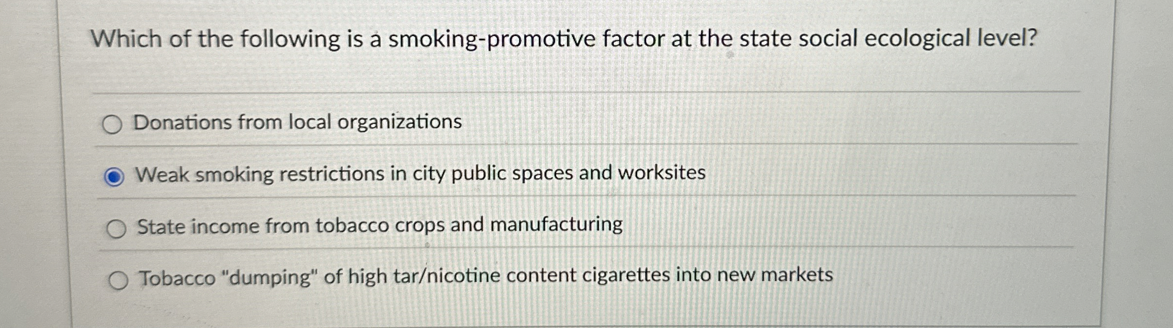 Solved Which of the following is a smoking-promotive factor | Chegg.com