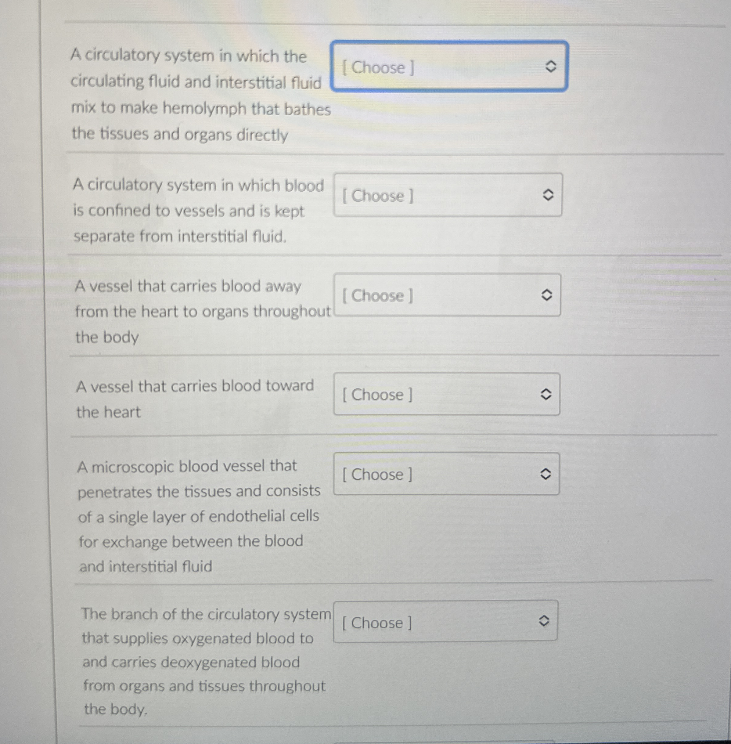 Solved A circulatory system in which the circulating fluid | Chegg.com