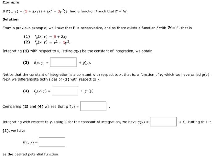 Solved If F(x,y)=(5+2xy)i+(x2−3y2)j, find a function f such | Chegg.com