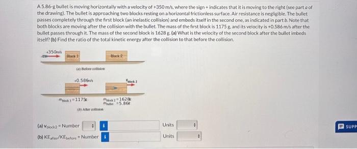 Solved A 5. 86.g bullet is moving horizontally with a | Chegg.com