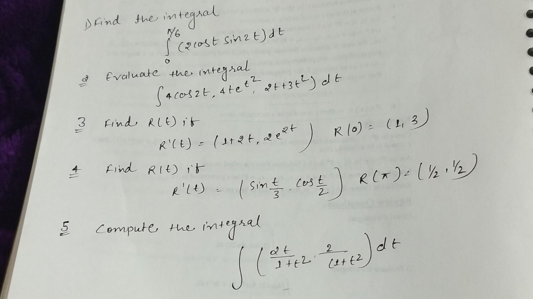 Solved 1) Find the integral ∫0π/6(2costsin2t)dt 2 Evaluate | Chegg.com