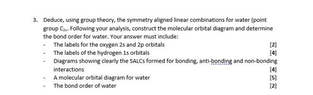 Solved 3. Deduce, using group theory, the symmetry aligned | Chegg.com