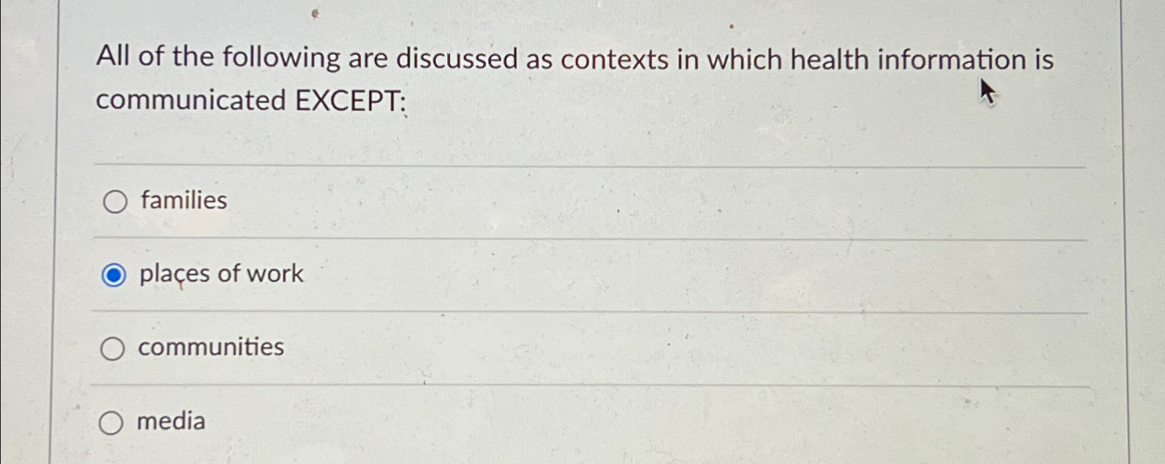 Solved All of the following are discussed as contexts in | Chegg.com