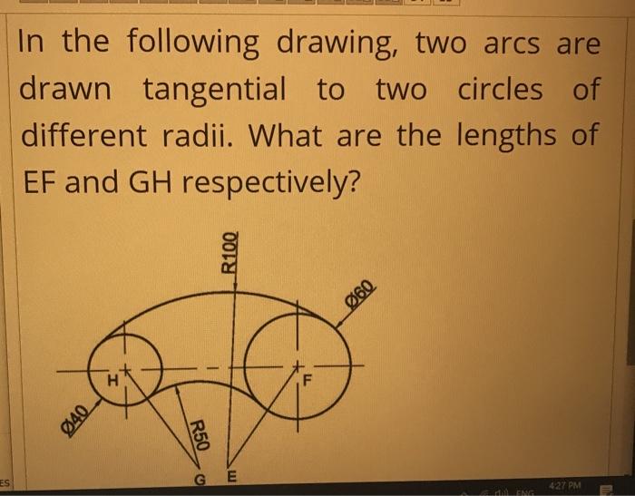Solved In the following drawing, two arcs are drawn | Chegg.com