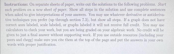 Solved Instructions: On separate sheets of paper, write out | Chegg.com