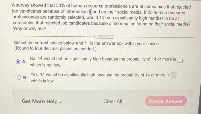 Solved A survey showed that 33% of human resource | Chegg.com