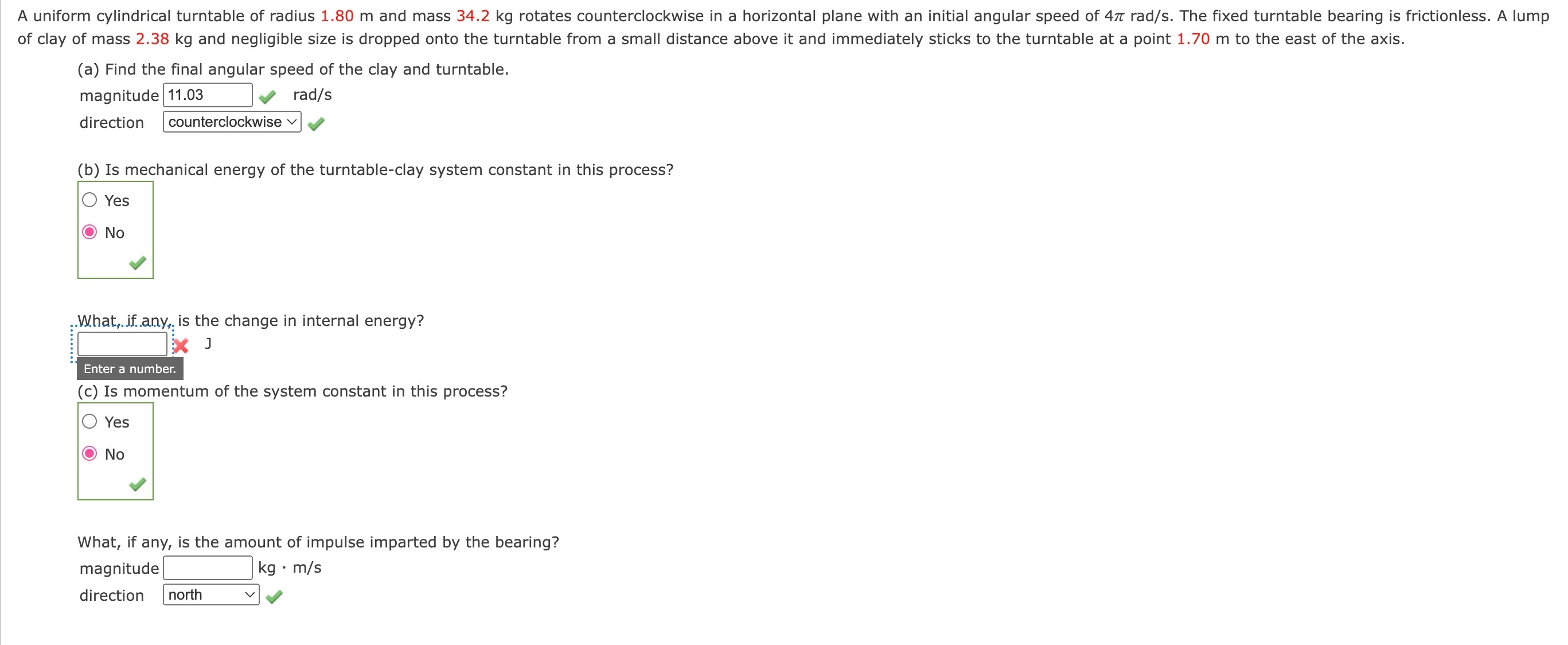 Solved (a) ﻿Find the final angular speed of the clay and | Chegg.com