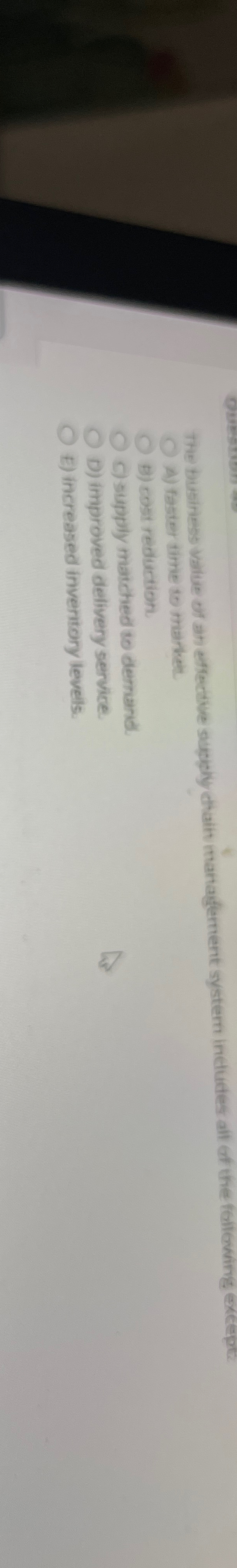 Solved The business value of an effedtue supply chain | Chegg.com