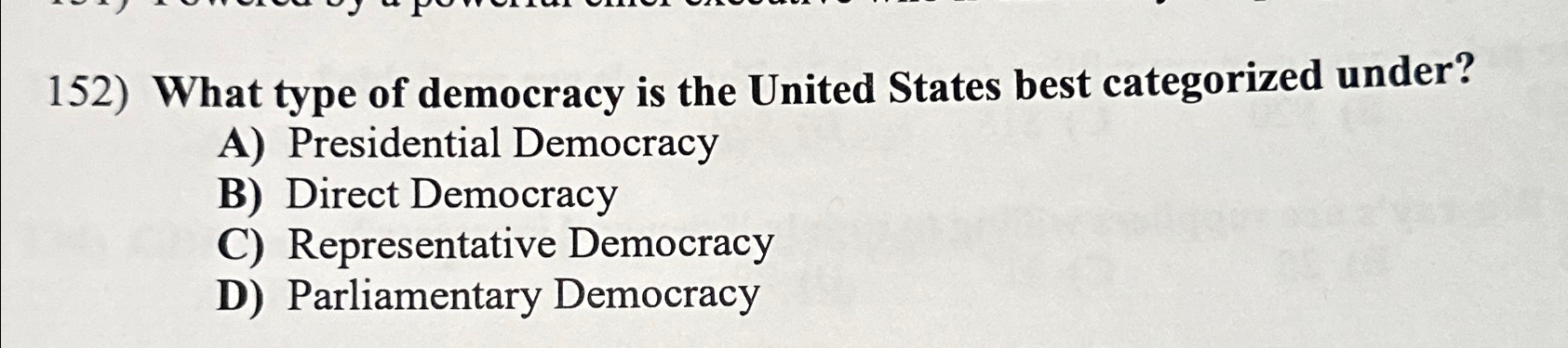Solved What type of democracy is the United States best | Chegg.com