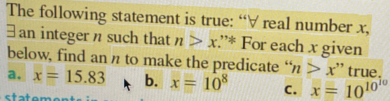 Solved The following statement is true: " AA ﻿real number | Chegg.com