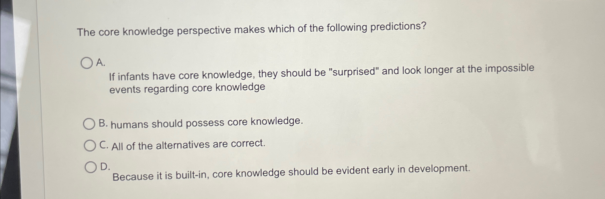 Solved The core knowledge perspective makes which of the | Chegg.com