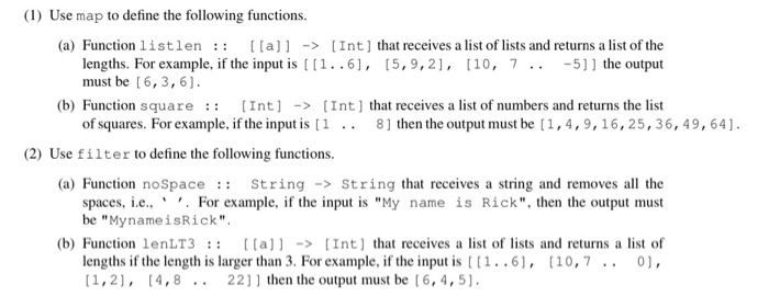 (1) Use map to define the following functions. (a) | Chegg.com