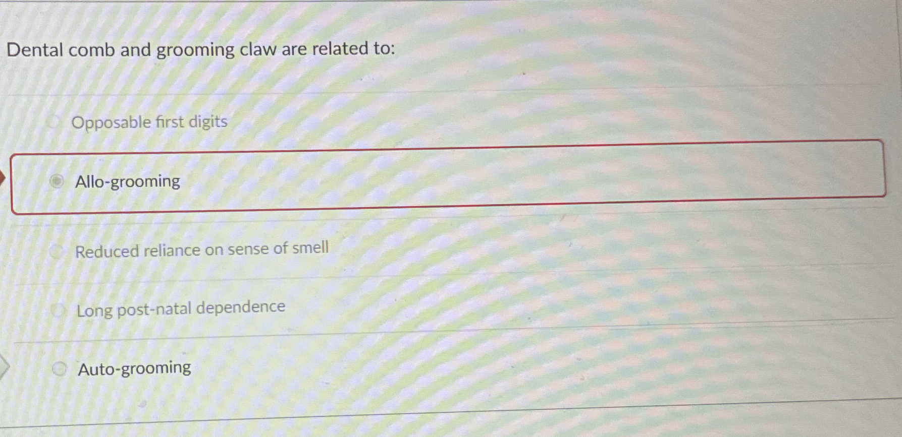 Solved Dental comb and grooming claw are related | Chegg.com