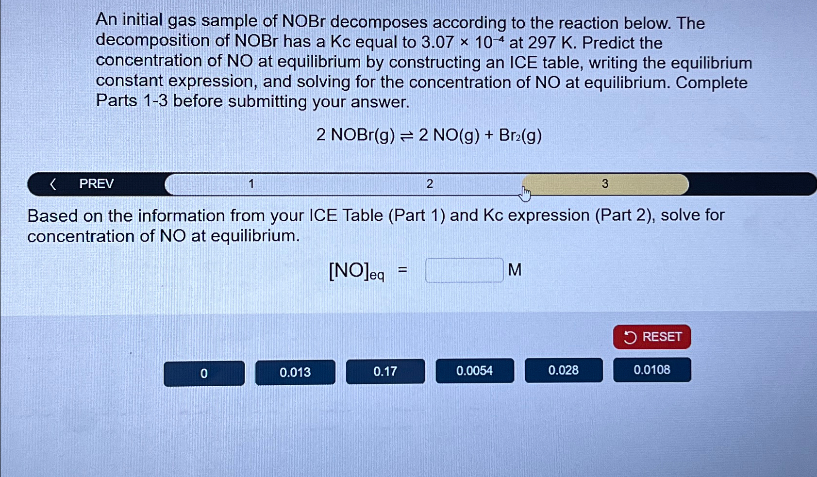 Solved An initial gas sample of NOBr decomposes according to | Chegg.com