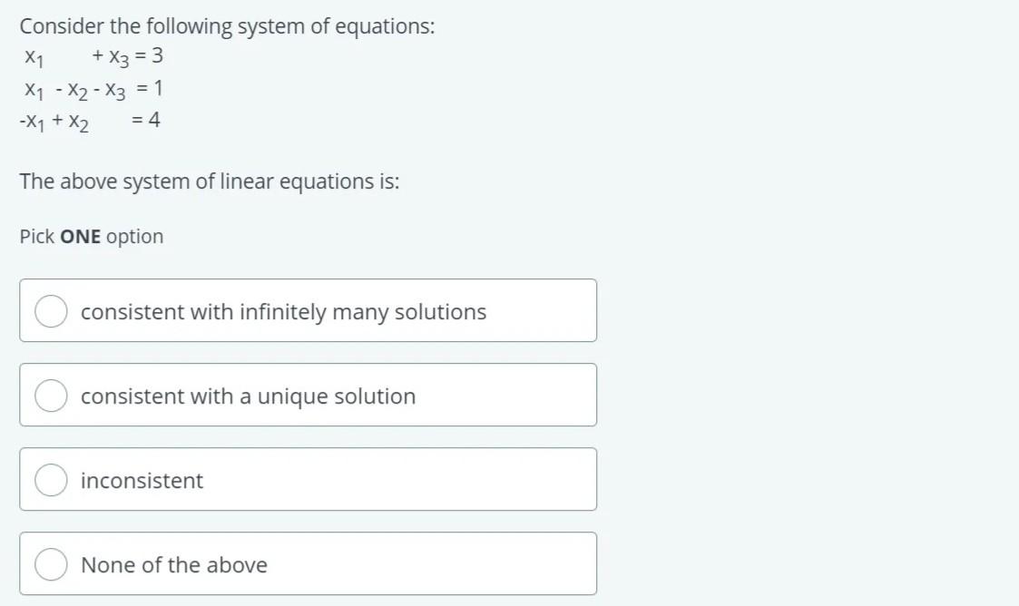 Solved Consider the following system of equations: | Chegg.com