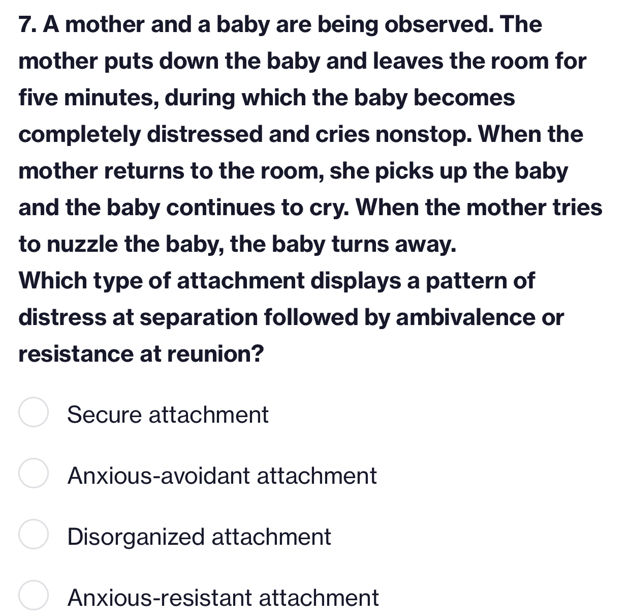 Solved A mother and a baby are being observed. The mother | Chegg.com