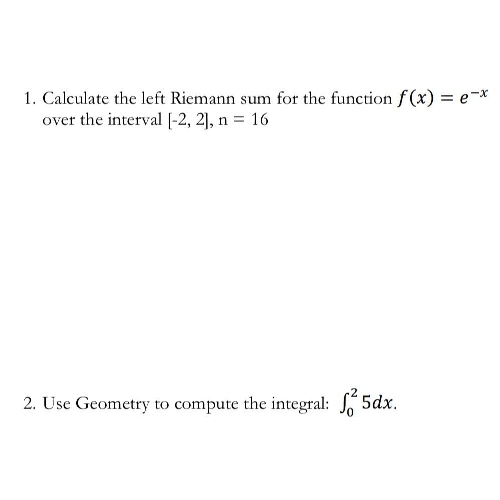 Solved Calculate the left Riemann sum for the function | Chegg.com