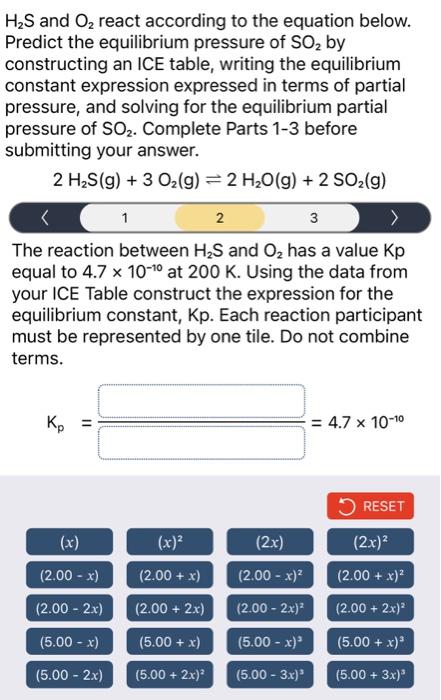 Solved H2 S and O2 react according to the equation below. | Chegg.com