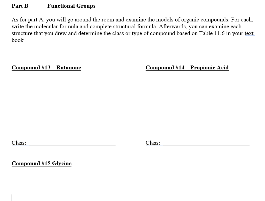 Solved Part B Functional GroupsAs for part A, ﻿you will go | Chegg.com