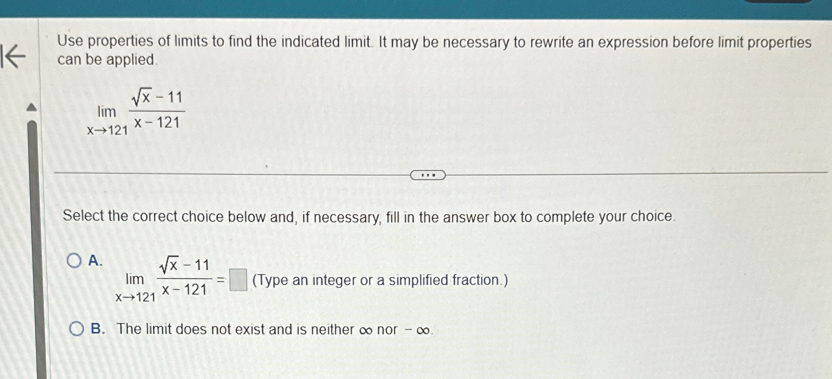 Solved Use properties of limits to find the indicated limit. | Chegg.com