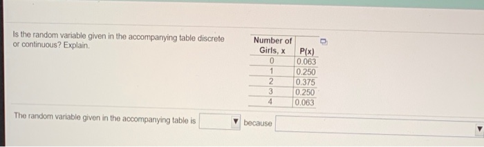 Solved Is the random variable given in the accompanying | Chegg.com