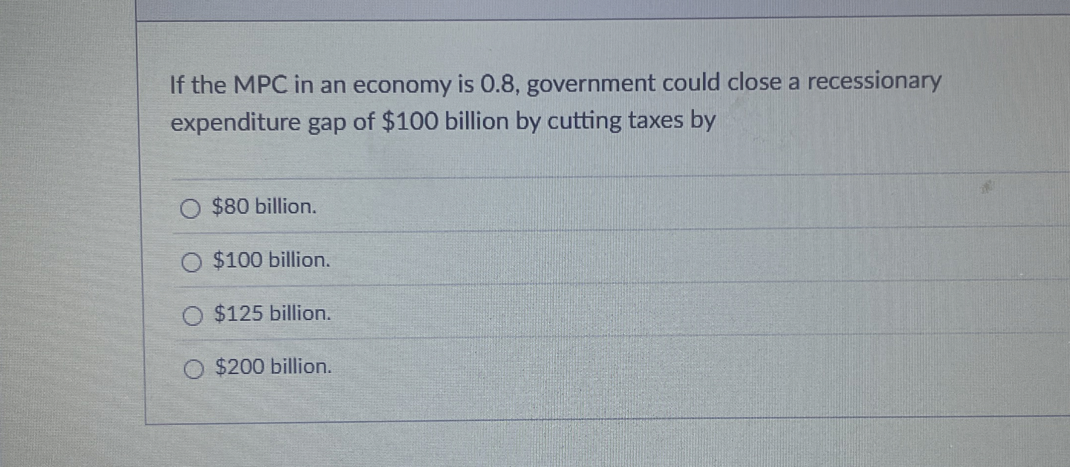 Solved If the MPC in an economy is 0.8 , ﻿government could | Chegg.com