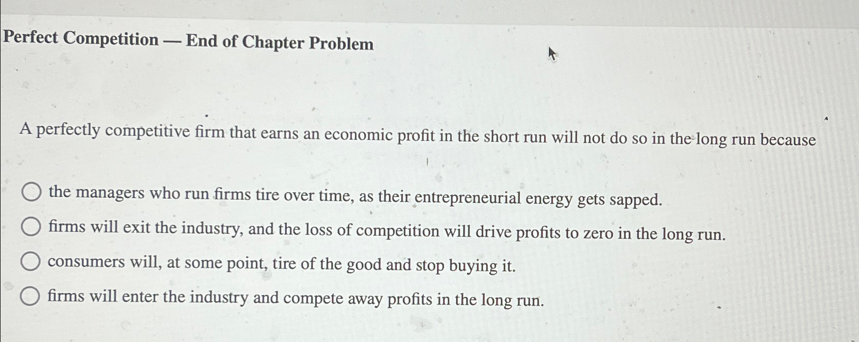 Solved Perfect Competition — ﻿End of Chapter ProblemA | Chegg.com