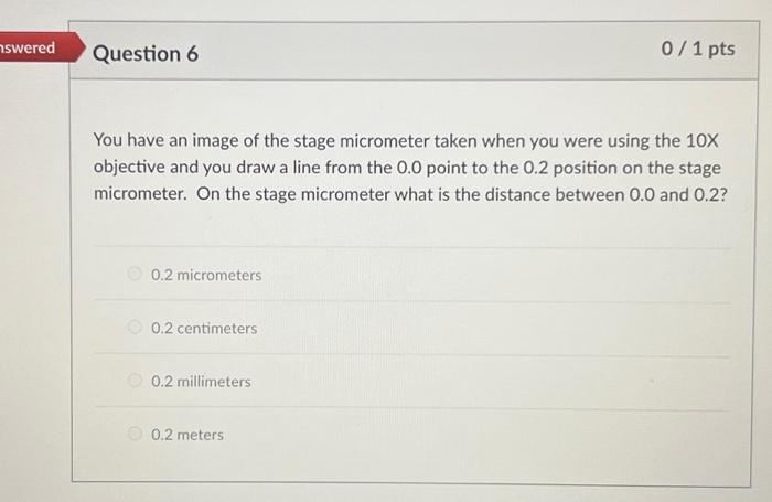 Solved You have an image of the stage micrometer taken when | Chegg.com