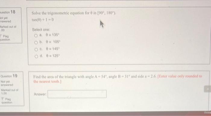 Solved Solve the trigonometric equation for θ in [90∘,180∘). | Chegg.com