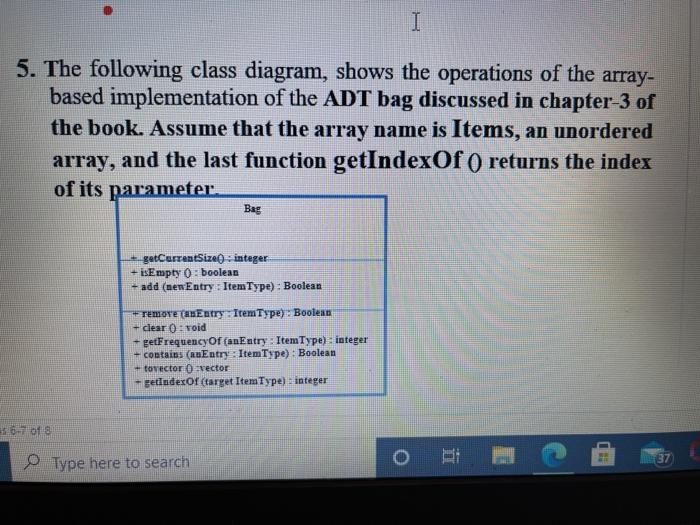 Solved I 5. The following class diagram, shows the | Chegg.com