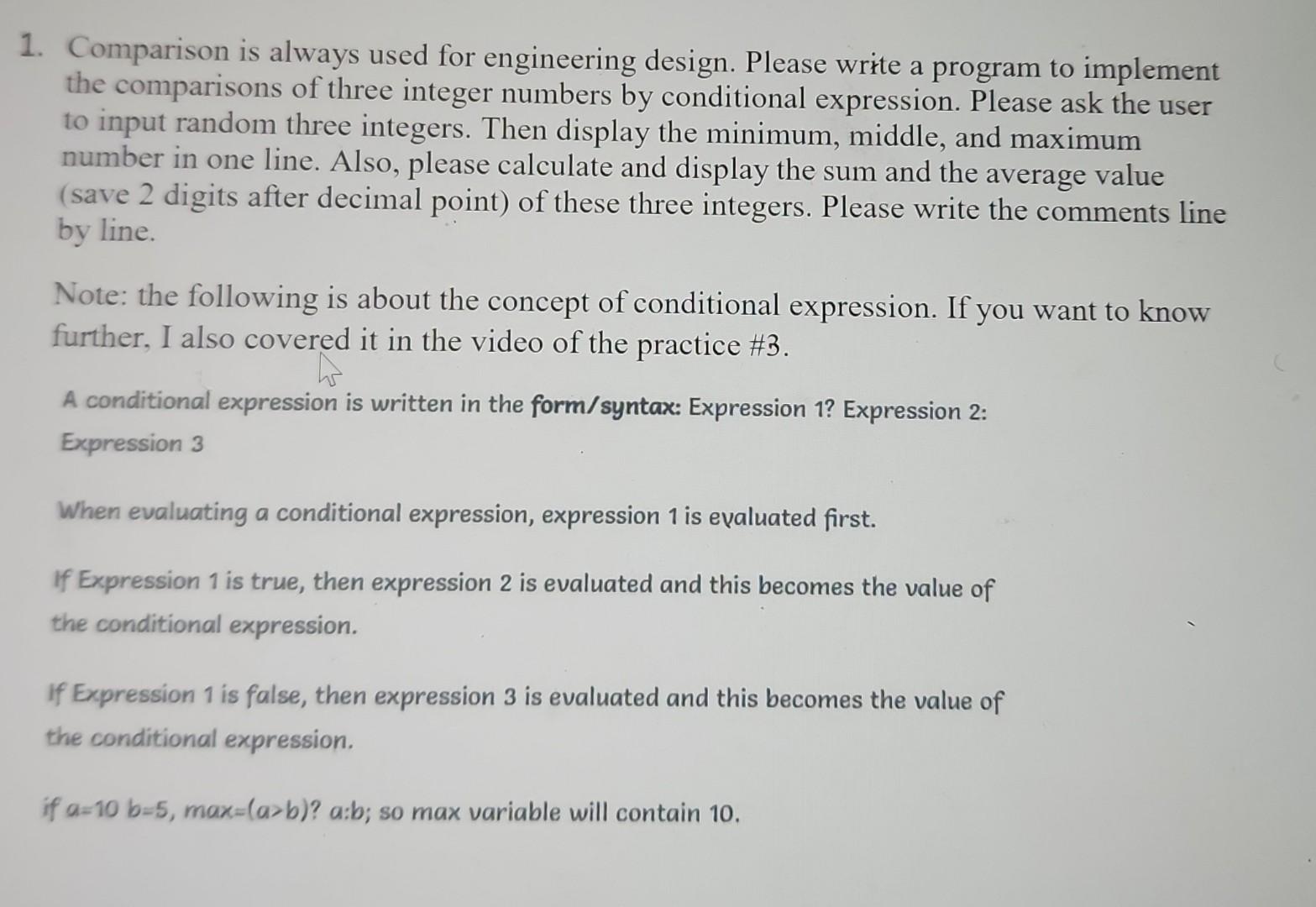Solved 1. Comparison is always used for engineering design. | Chegg.com