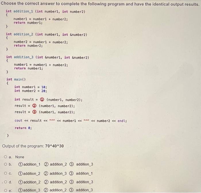 Solved Choose the correct answer to complete the following | Chegg.com