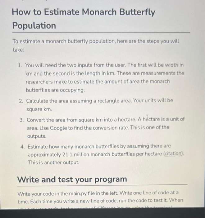 Solved Program flow Here is a sample program run: Monarch | Chegg.com