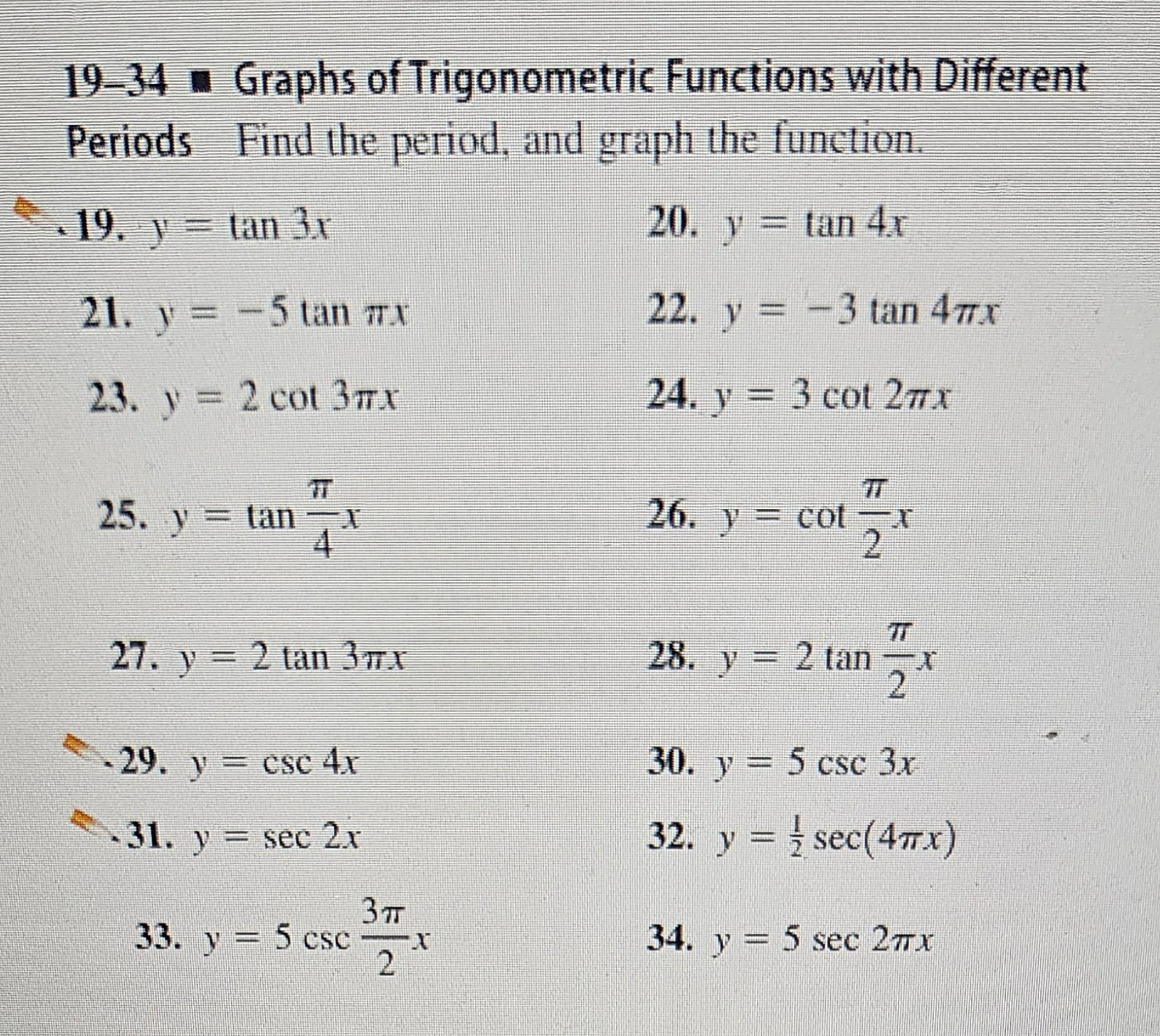 19-34 ﻿Graphs of Trigonometric Functions with | Chegg.com