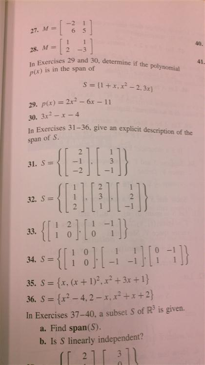Solved M = M = In Exercises 29 and 30, determine if the | Chegg.com