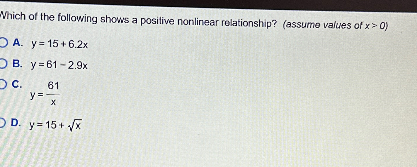 Solved Which of the following shows a positive nonlinear | Chegg.com