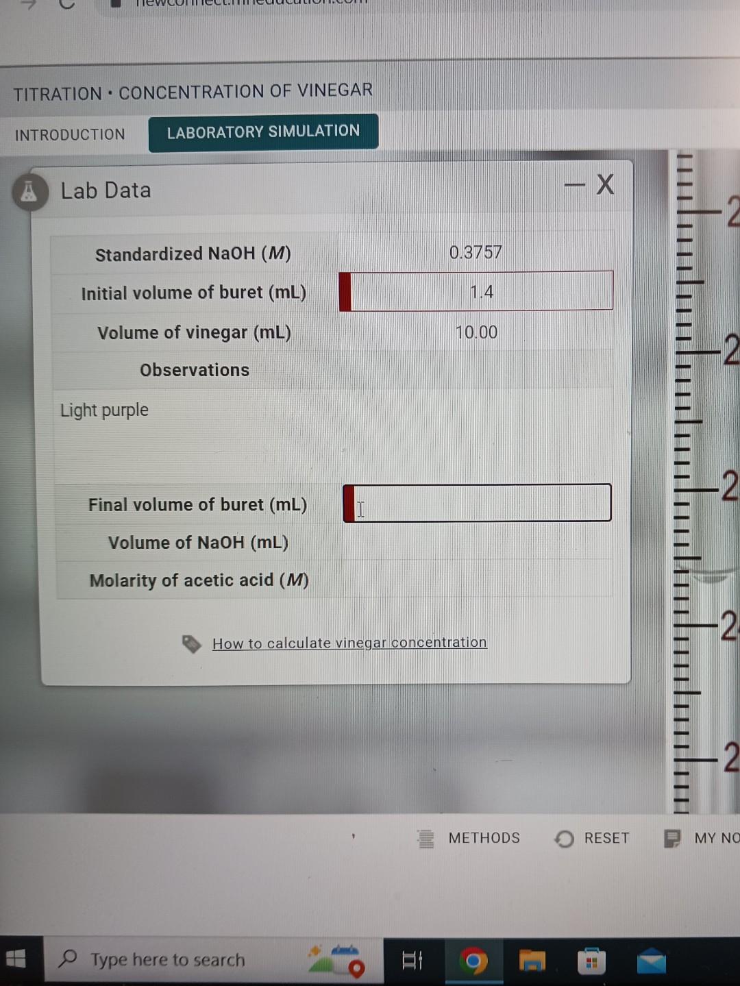 Solved Standardized NaOH(M) 0.3757 Initial volume of buret | Chegg.com
