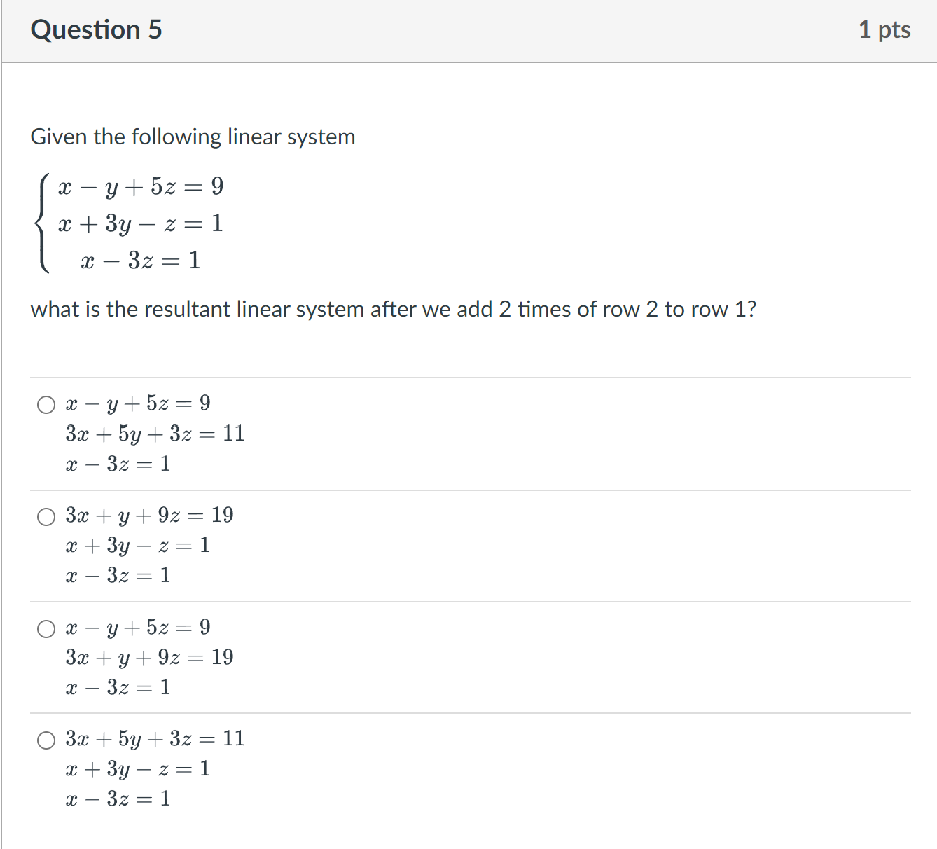 Solved Question 5Given the following linear | Chegg.com