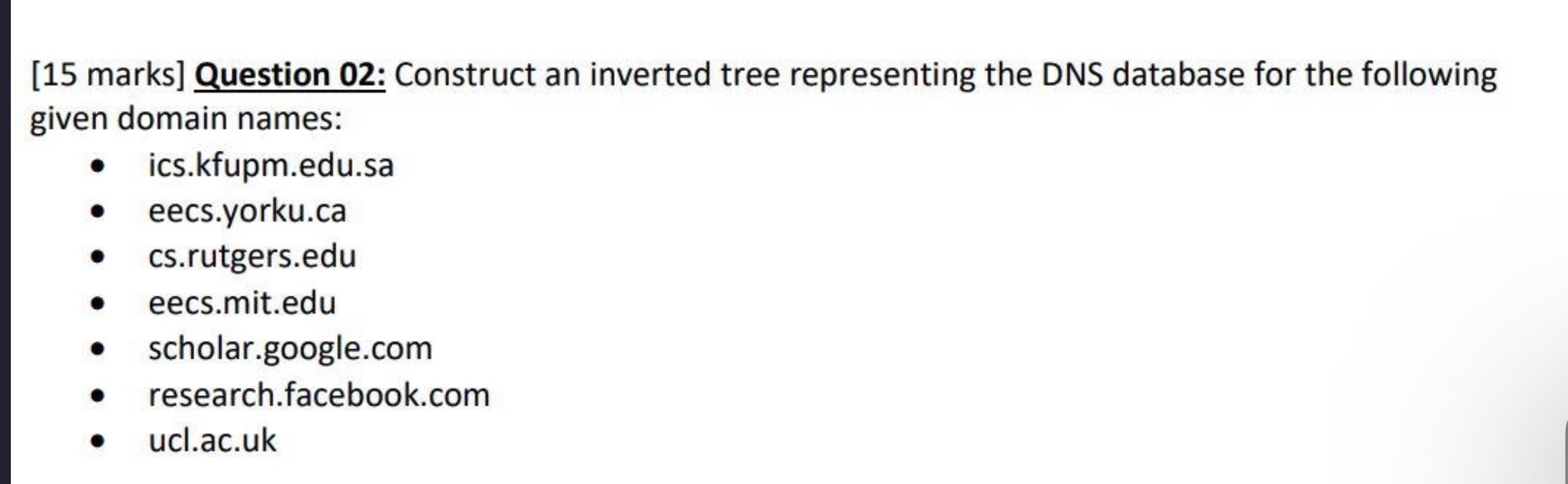 Solved [15 ﻿marks] ﻿Question 02: Construct an inverted tree | Chegg.com