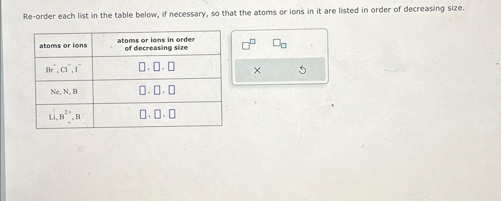Solved Re-order each list in the table below, if necessary, | Chegg.com