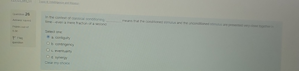 Solved Topic 8: Intelligence and ReasonQuestion 26Answer | Chegg.com