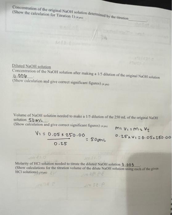 Solved Goal Molarity of the NaOH solution (original | Chegg.com