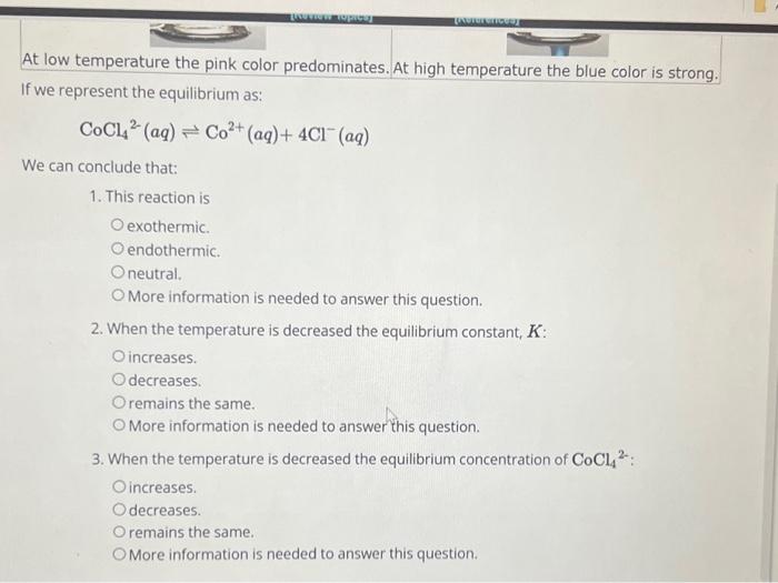 Solved In an aqueous chloride solution cobalt(II) exists in | Chegg.com