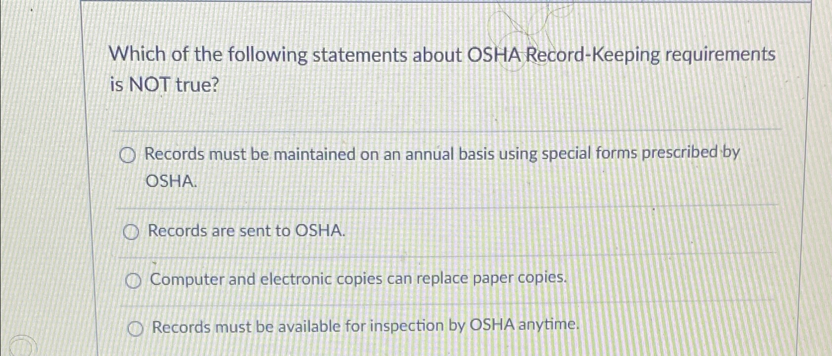 Solved Which of the following statements about OSHA | Chegg.com